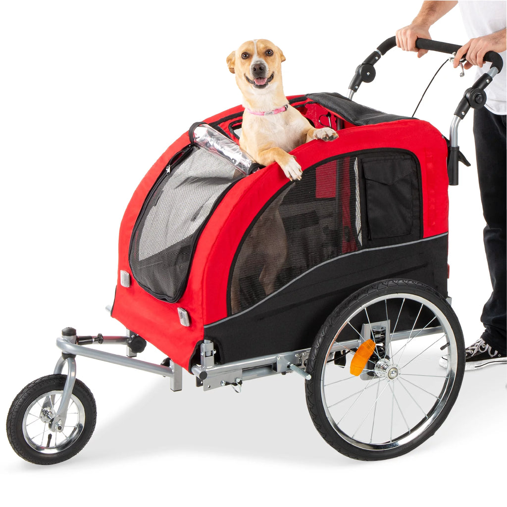 2-In-1 Dog Bike Trailer, Pet Stroller Bicycle Carrier W/ Hitch, Brakes – My Store